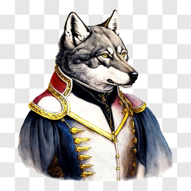 Download Wolf in Military Uniform Painting PNGs Online - Creative Fabrica