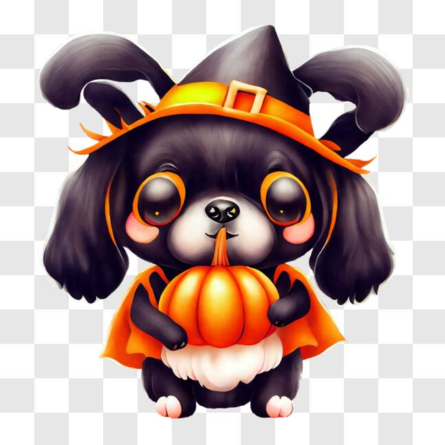 Download Dog wearing witch's hat and pumpkin costume PNGs Online ...