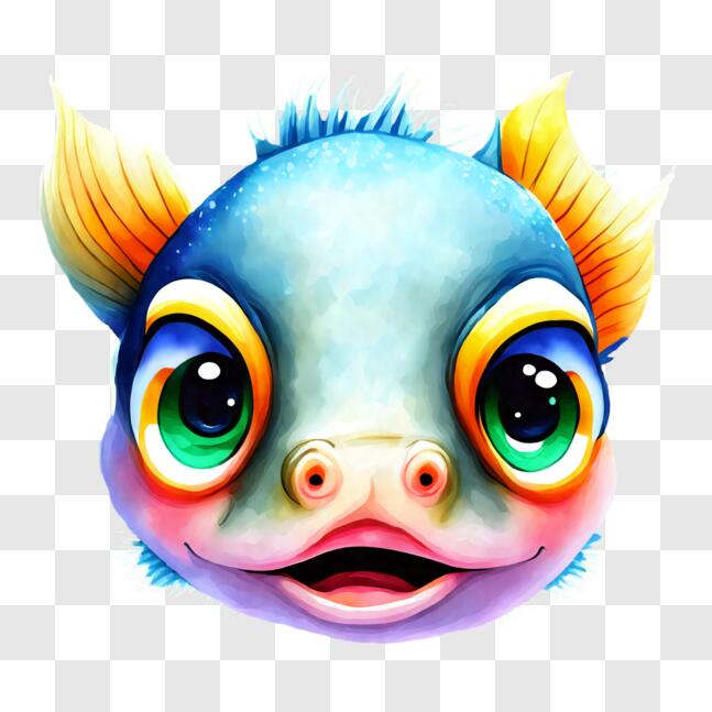 Download Cartoon Fish Head with Blue and Green Eyes PNGs Online ...