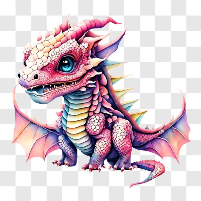 Download Cute Pink and Blue Dragon on Black Background PNGs Online ...