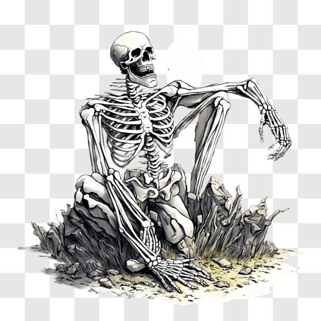 Download Skeleton Artwork: A Haunting Depiction of Death and Decay PNGs ...