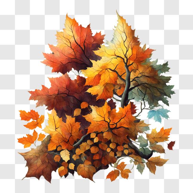 Download Colorful Autumn Leaves in Various Shapes and Sizes PNGs Online ...