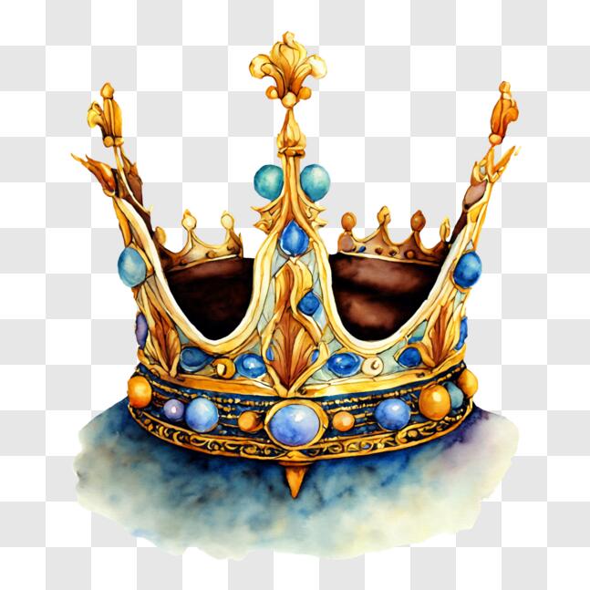 Download Colorful Crown with Blue and Gold Gemstones PNGs Online ...