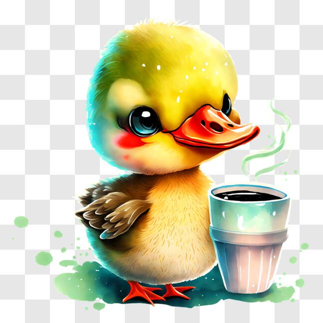 Descarga Divertido pato de dibujos animados disfrutando de café PNGs En ...