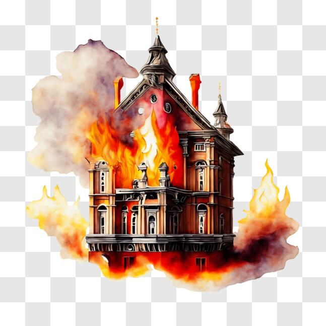 Download Burning House on Fire with Smoke and Flames PNGs Online ...