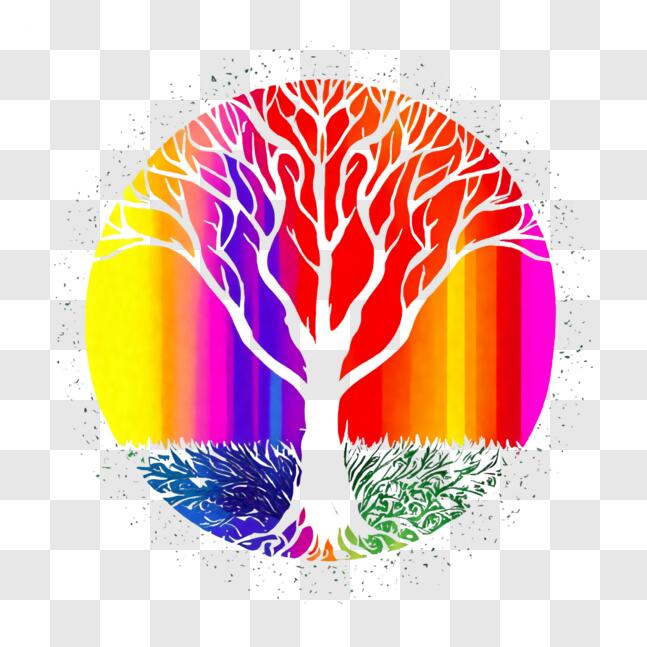 Download Colorful Tree in the Shape of an Upside-Down Rainbow Circle ...