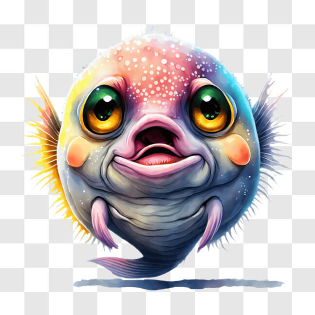 Download Colorful Funny Fish with Big Eyes and Open Mouth PNGs Online ...