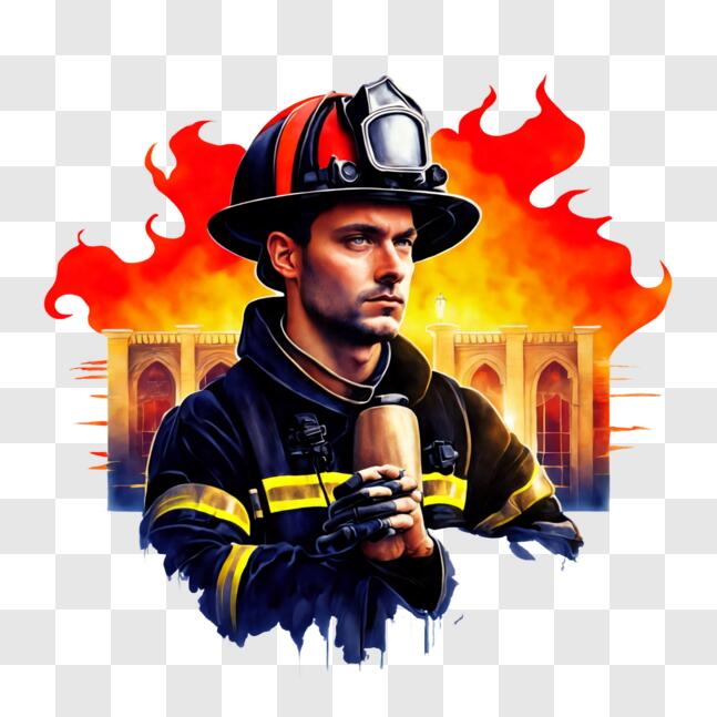 Download Firefighter holding an object in his hands PNGs Online ...