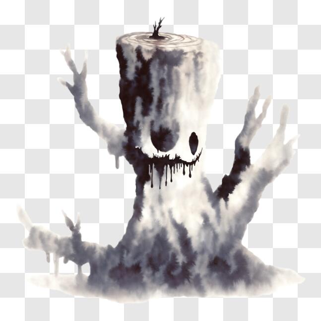 Download Decaying Tree with Dripping Water - Black and White Drawing ...