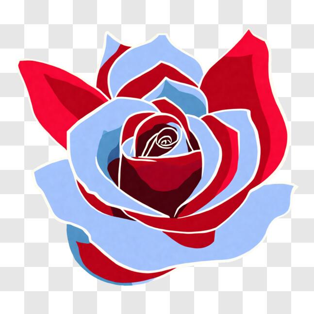 Download Digital Art: Red, Blue, and White Rose on Black Background ...