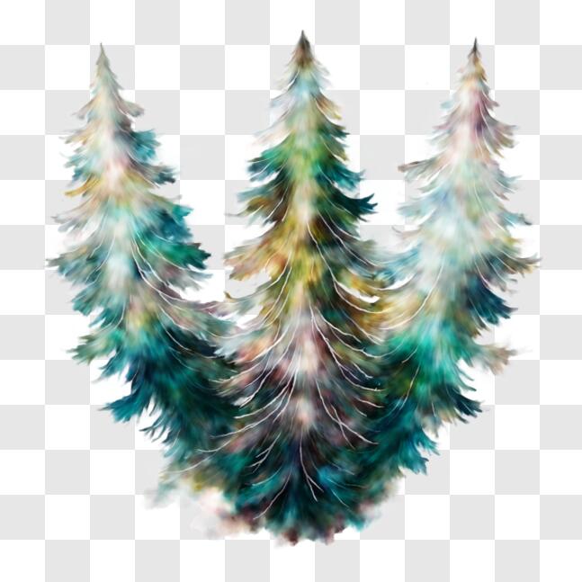 Download Colorful Pine Trees in a Gradient Background PNGs Online ...
