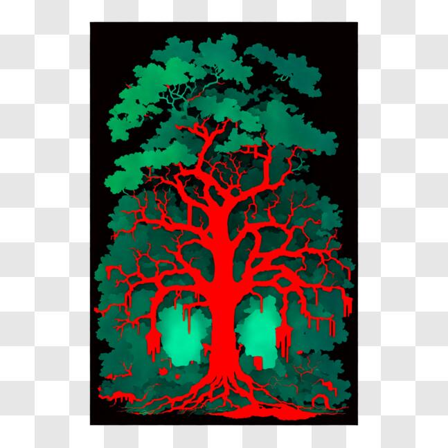Download Red Tree against Dark Background PNGs Online - Creative Fabrica