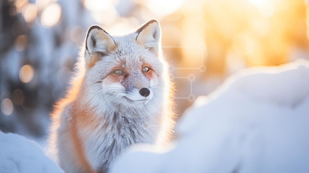 Beau renard roux dans la neige photo stock | Creative Fabrica