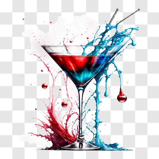 Download Refreshing Red and Blue Cocktail in a Martini Glass PNG Online ...