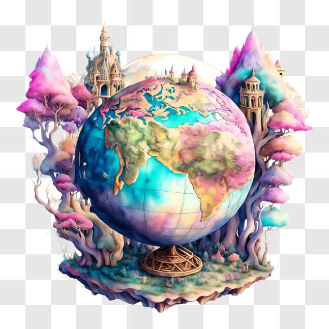 Download Colorful World Map Illustration for Education and Art PNGs ...