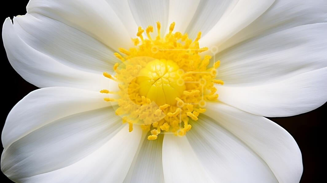 Beautiful White Flower with Yellow Center stock photo | Creative Fabrica