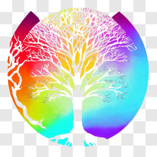 Download Vibrant and Colorful Tree with Rainbow-Colored Trunk and ...