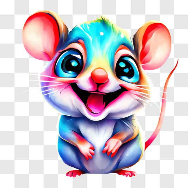 Download Happy Cartoon Mouse with Colorful Eyes and Big Ears PNGs ...