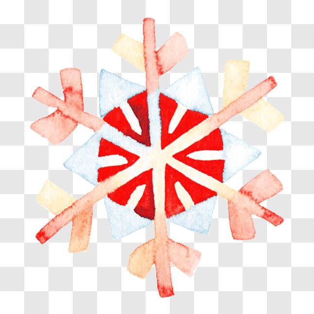 Download Red, White, and Blue Watercolor Snowflake for Christmas or New ...