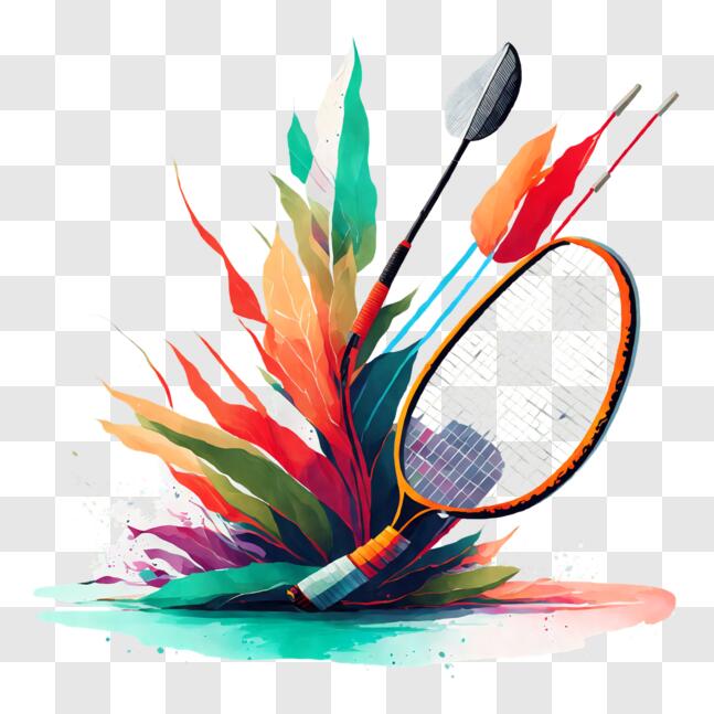 Download Colorful Tennis Racket, Arrow, and Feathers PNGs Online ...