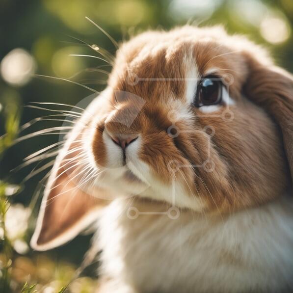 Close-up of a Fluffy Brown Rabbit with White Spots stock photo ...