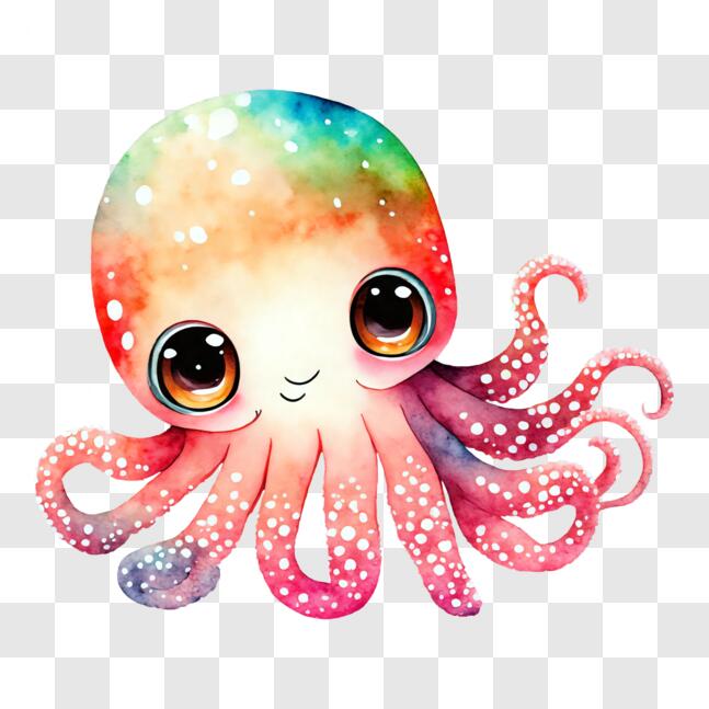 Download Cute Octopus Painting with Colorful Eyes PNGs Online ...