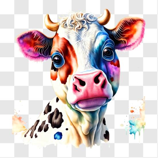 Descarga Vaca Pintada Amigable y Juguetona con Salpicaduras de Colores ...