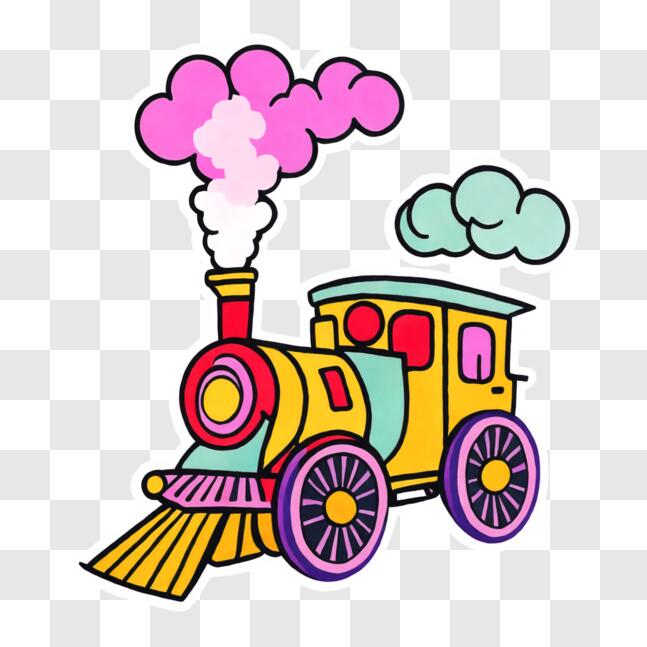 Descarga Tren de Dibujos Animados Colorido Avanzando PNG En Línea - Creative Fabrica