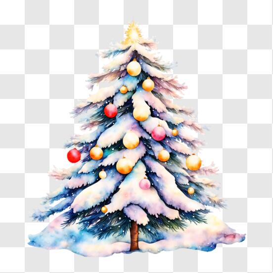 Download Snow-Covered Christmas Trees Watercolor Painting PNGs Online ...