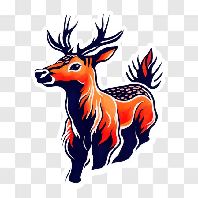 Download Deer Sticker with Orange and Blue Design PNGs Online ...
