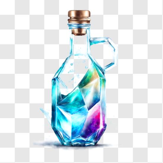 Download Kleurrijke met de hand getekende sticker van lege glazen fles ...