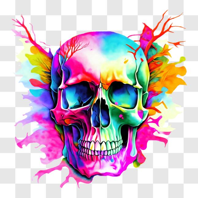 Download Colorful Paint Splash Skull PNGs Online - Creative Fabrica