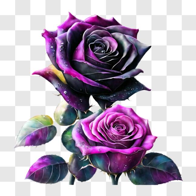 Download Beautiful Purple Roses with Water Drops Wallpaper PNGs Online ...
