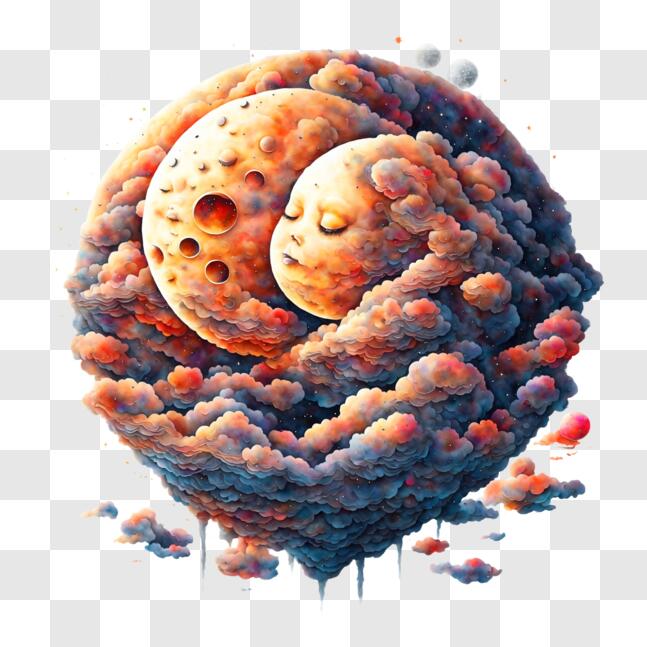 Download Stylized Moon and Clouds PNGs Online - Creative Fabrica
