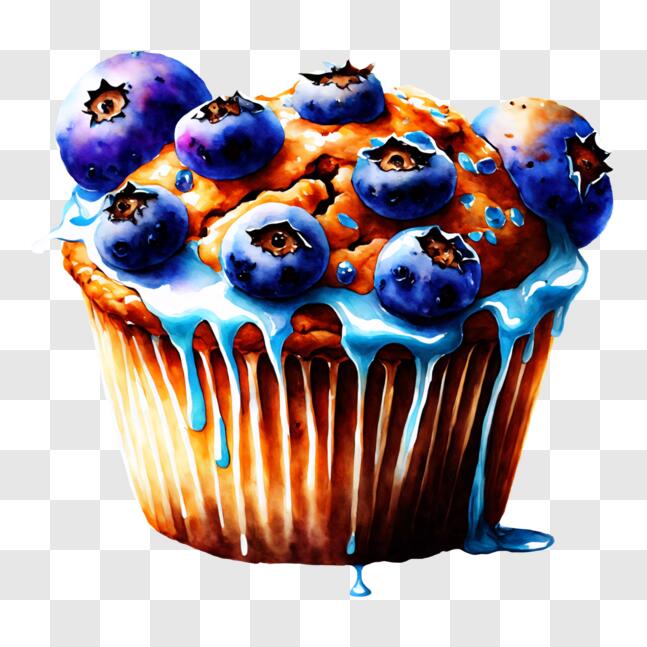 Download Blueberry Muffin with Icing and Sprinkles PNGs Online ...