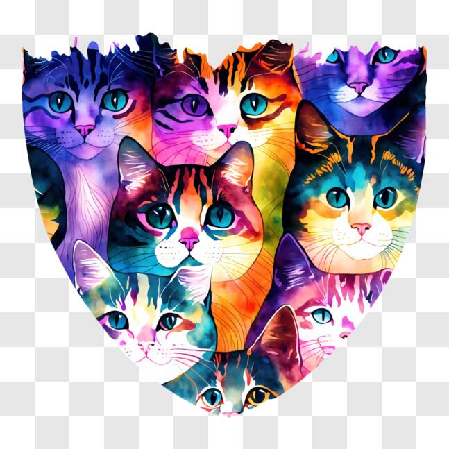 Download Colorful Collage of Cats in Various Shades PNGs Online ...