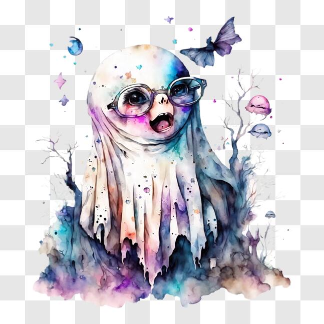 Download Watercolor painting of a ghost in the woods with butterflies ...