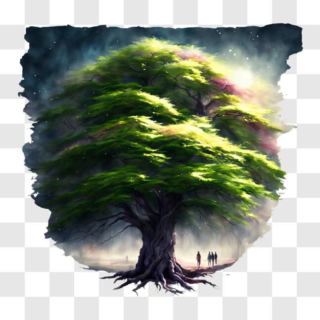 Download Green Tree with People Walking Around PNGs Online - Creative ...