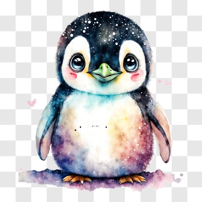 Download Watercolor Penguin Artwork with Colorful Backgrounds PNGs ...