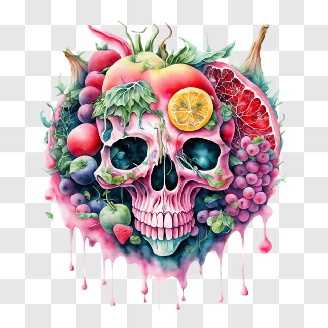 Download Colorful Skull Covered in Fruits and Vegetables Artwork PNGs ...