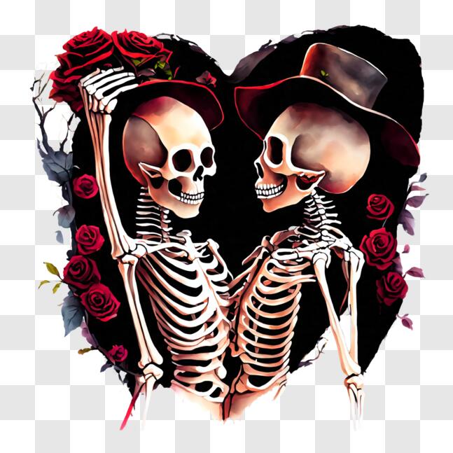 Download Romantic Skeleton Couple Hugging and Kissing PNGs Online ...