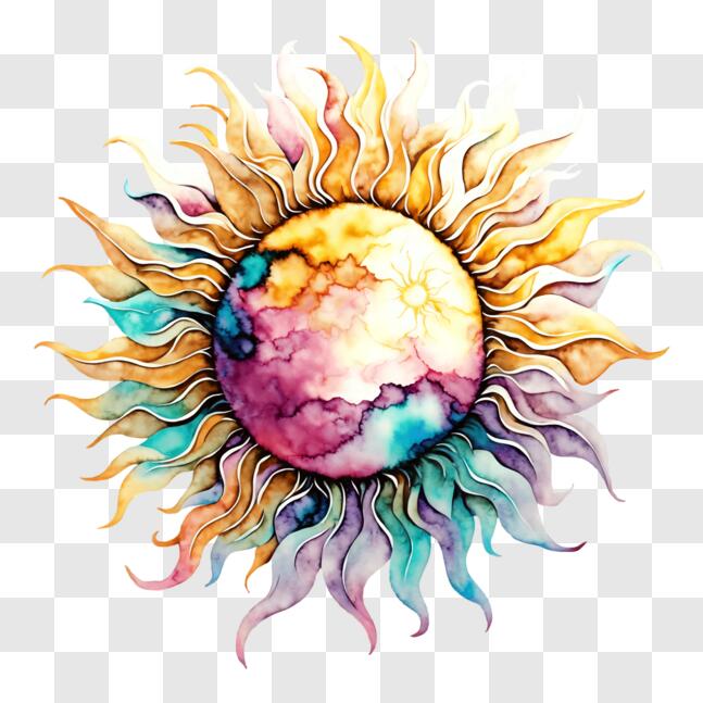 Download Colorful Sun Watercolor Painting PNGs Online - Creative Fabrica