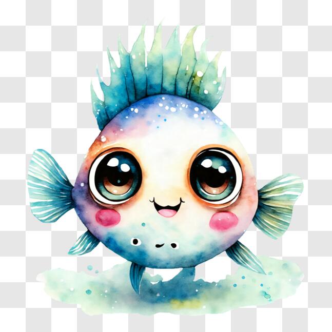 Download Cute Fish with Big Eyes Sitting on Water PNGs Online ...
