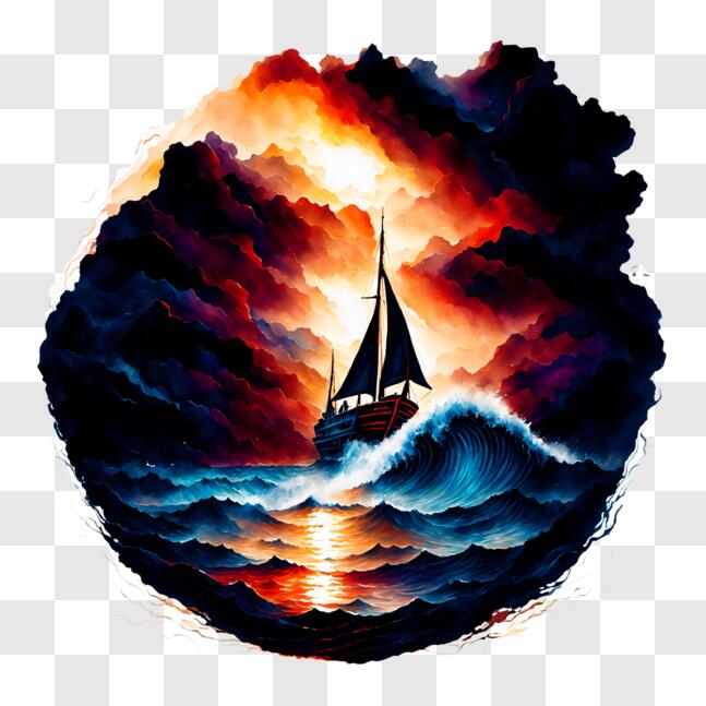Download Boat Sailing in the Ocean with Waves PNGs Online - Creative ...