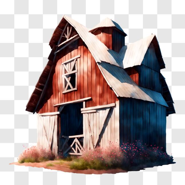 Download Beautiful Red Barn in a Serene Countryside PNG Online ...
