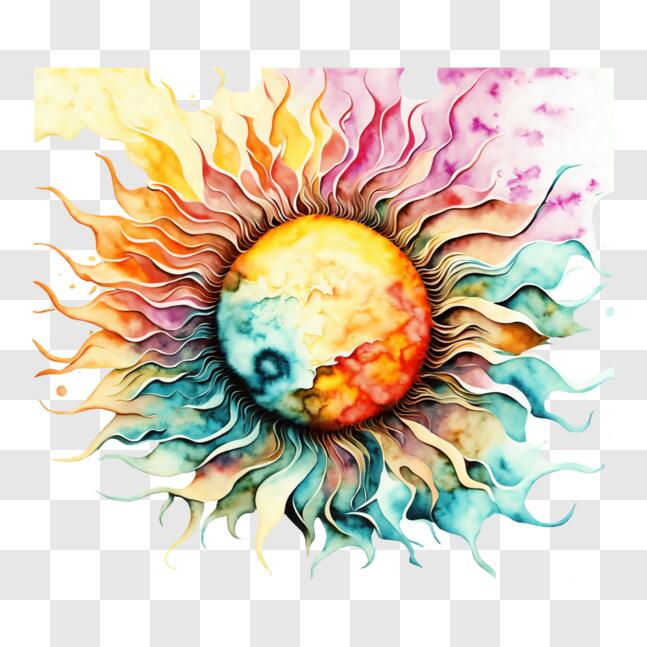 Download Bright and Colorful Stylized Sun Image PNGs Online - Creative ...