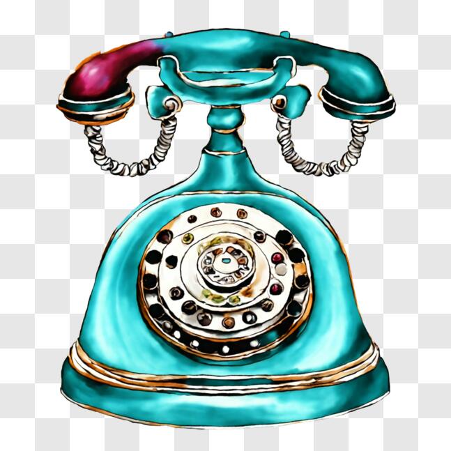Download Old-Fashioned Turquoise Telephone on Black Background PNGs ...