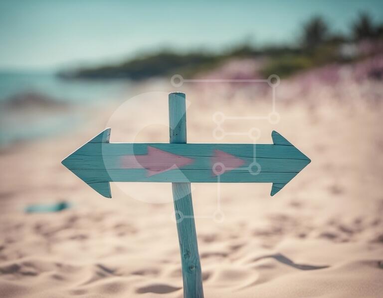Directional Beach Sign with Arrows stock photo | Creative Fabrica