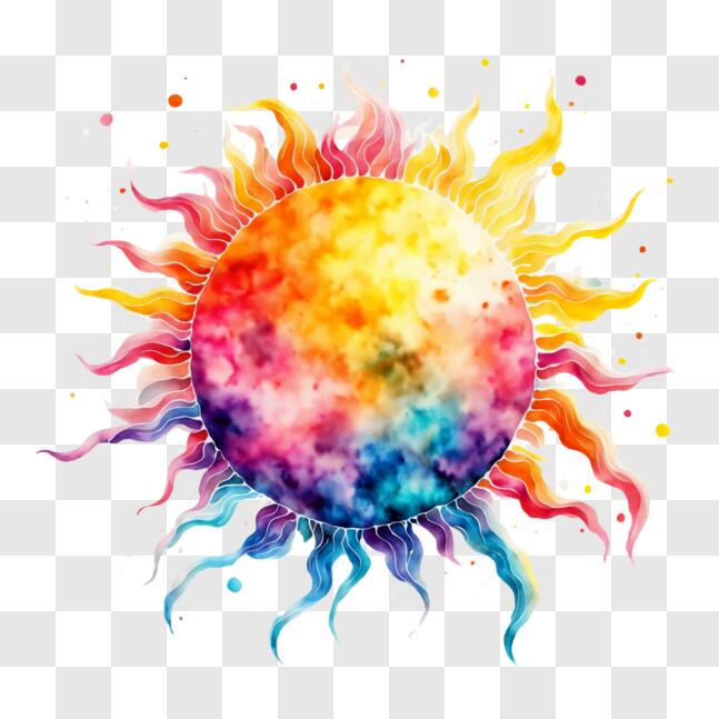 Download Colorful Watercolor Sun Illustration PNGs Online - Creative ...