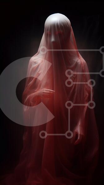 Mysterious Red Figure in Dark Environment stock photo | Creative Fabrica